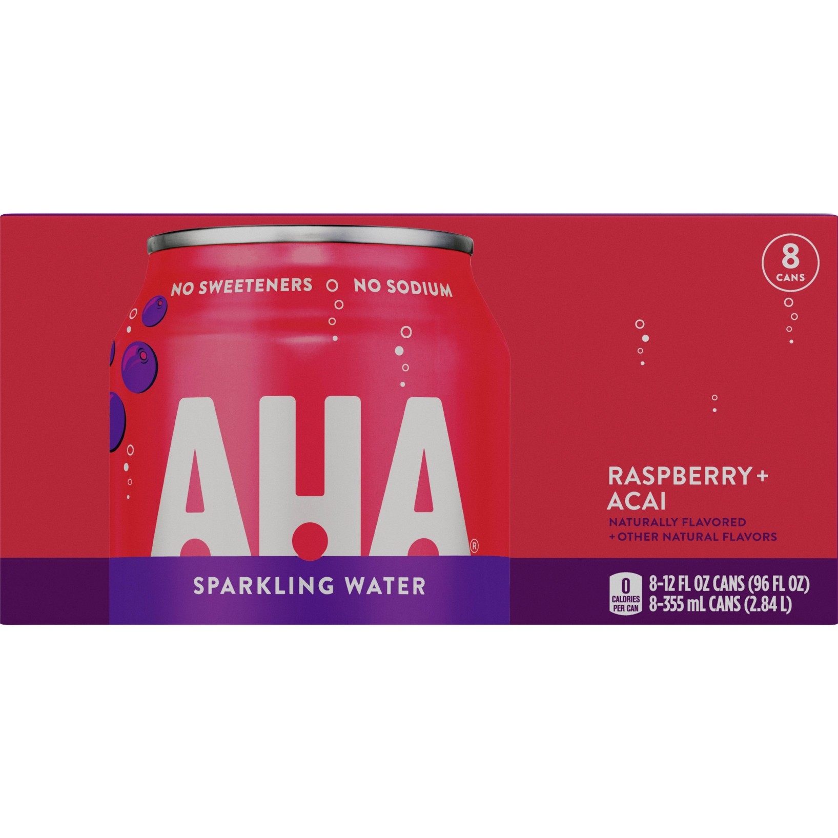 AHA Raspberry Acai Sparkling Water - 8pk/12 fl oz Cans - Auburn Opelika Delivery Service