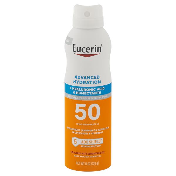 Eucerin Sunscreen Lotion Spray, Lightweight, Advanced Hydration, Broad ...