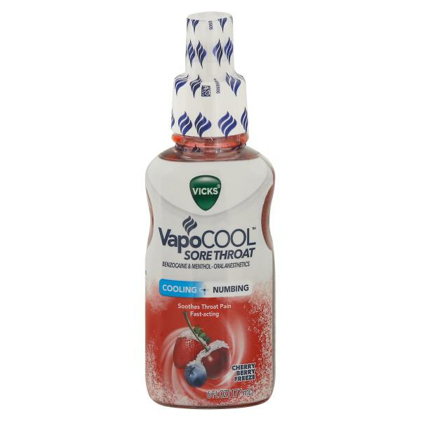 Vicks VapoCOOL Sore Throat Spray, Oral Anesthetics, Berry Flavor ...