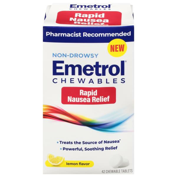 Emetrol Rapid Nausea Relief, Non-Drowsy, Chewable Tablets, Lemon Flavor ...